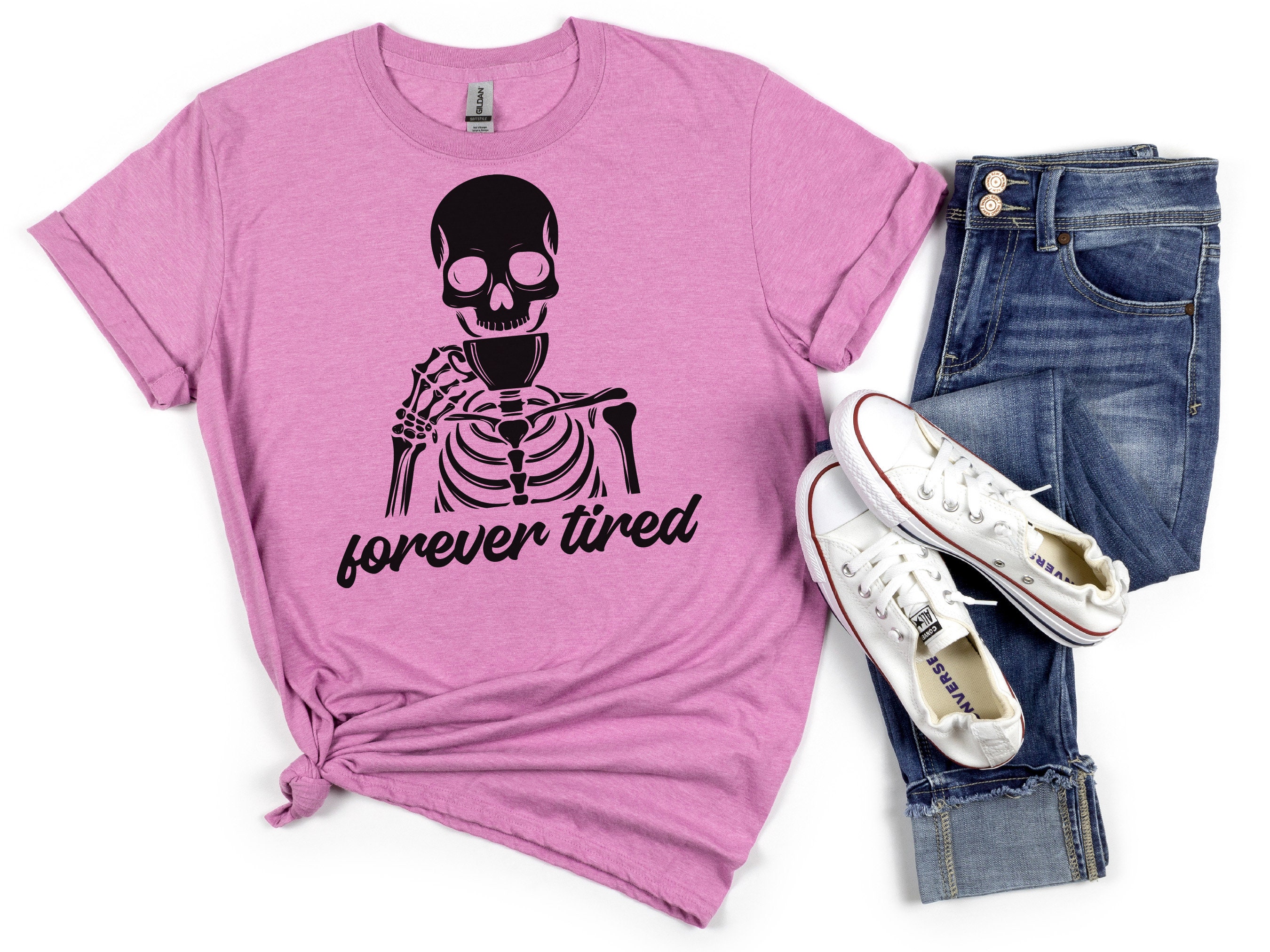 Forever Tired Skeleton SVG, Quirky Coffee Drinker PNG, DXF Files for ...