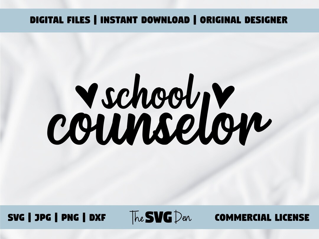 Creative 'school Counselor' SVG in Bold Friendly Font, With Hearts ...