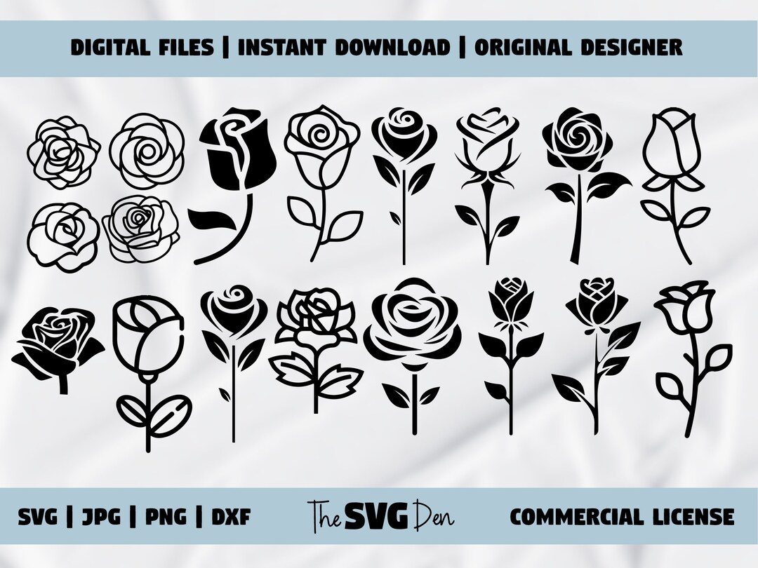 Rose Design SVG Bundle for Cricut and Silhouette - Includes PNG, DXF ...