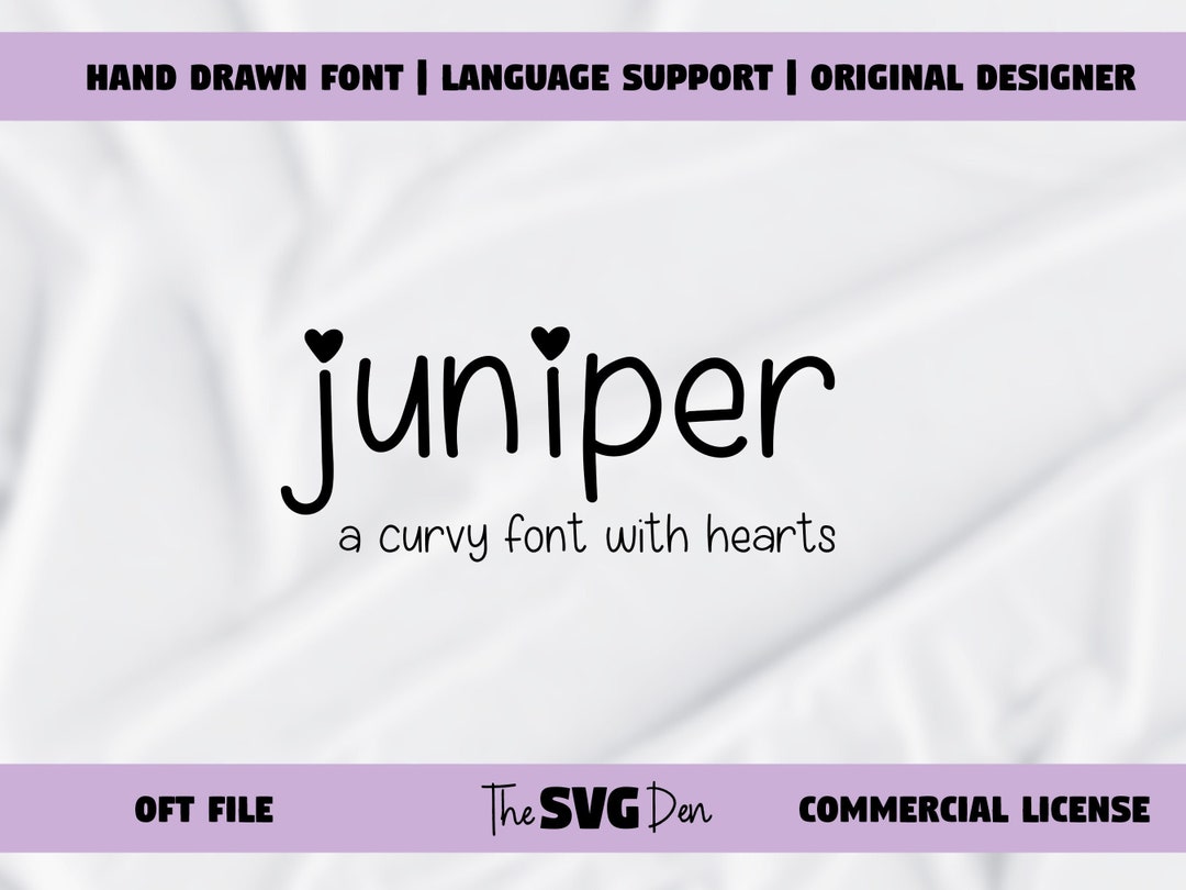 Curvy Handwriting Font Juniper, Hand-drawn Letters With Hearts, Ideal ...