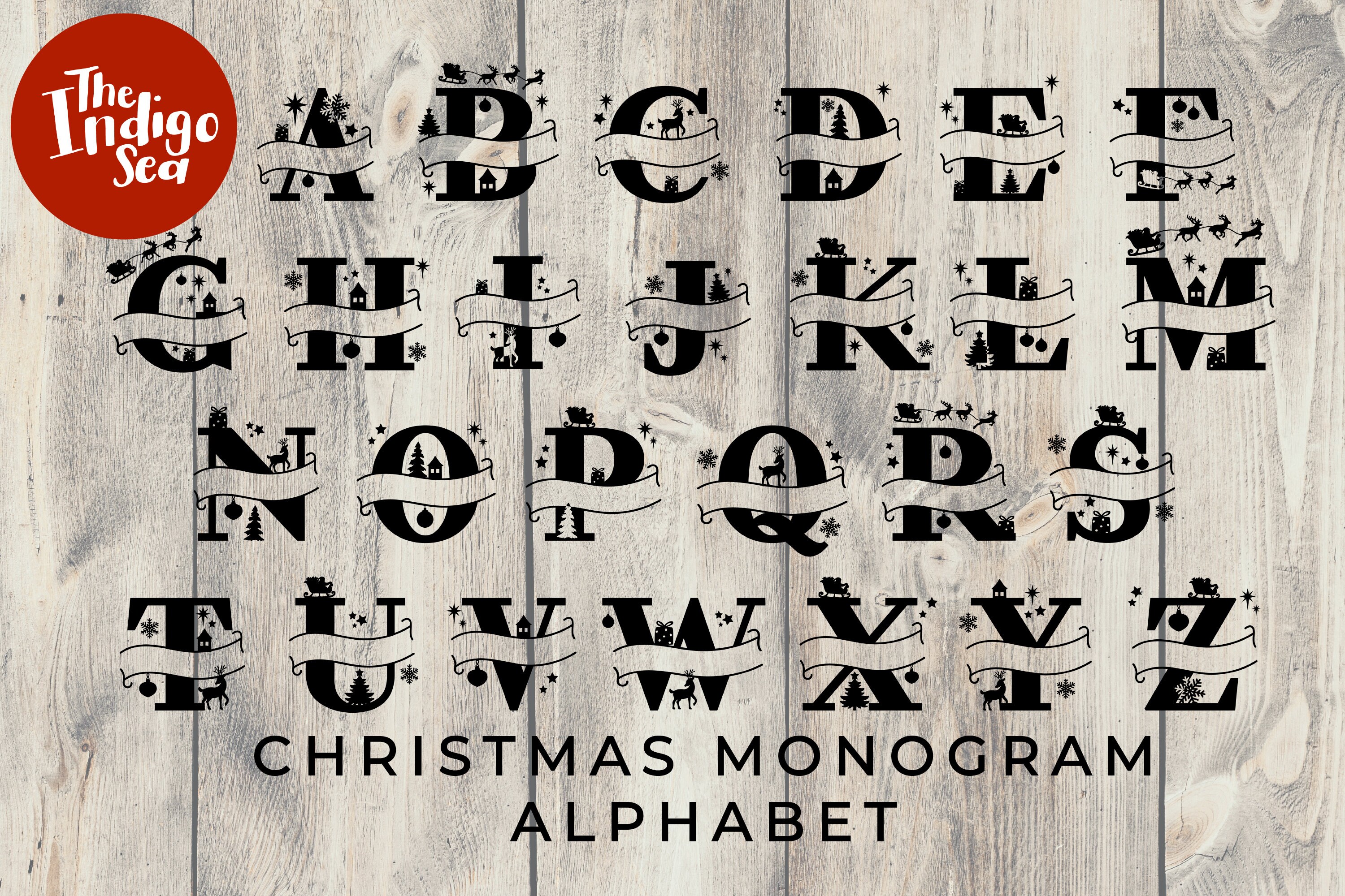Christmas Split Monogram SVG Letters, Christmas Cut Files, Xmas SVG ...