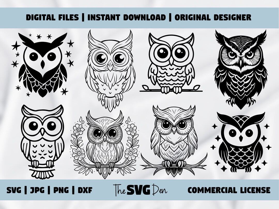 Creative Owl SVG Pack - 23 Distinctive Owl Graphics for Home and ...