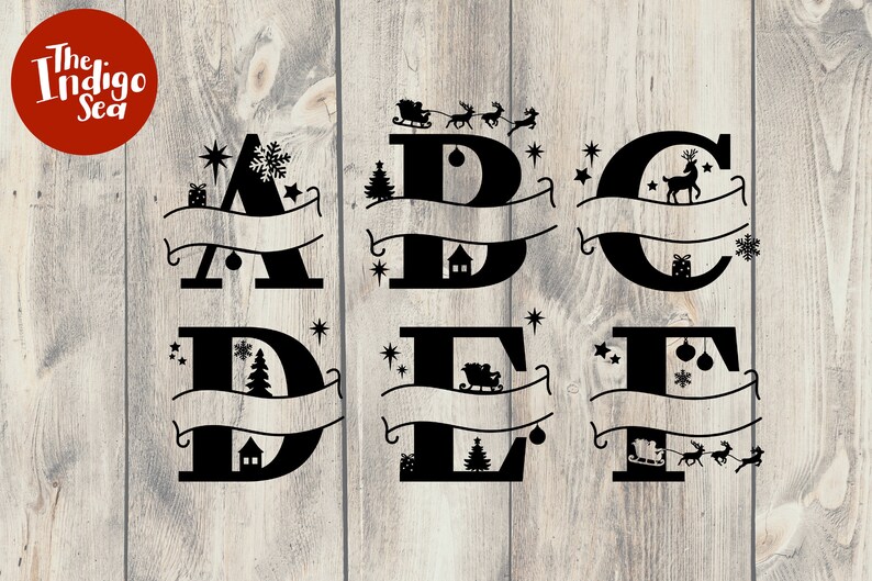 Christmas Split Monogram SVG Letters, Christmas Cut Files, Xmas SVG ...