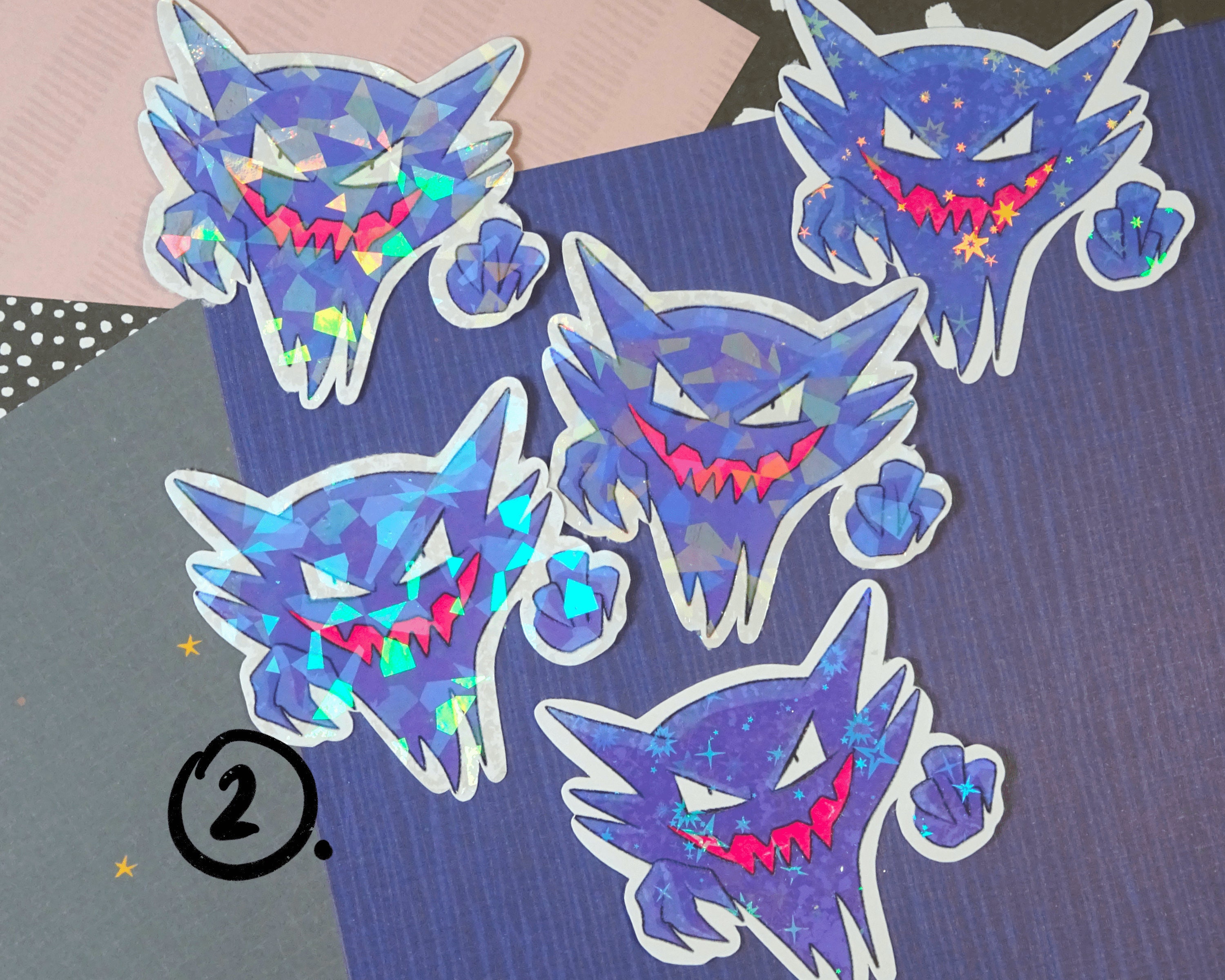 Paper & Party Supplies Stickers Holographic Ghost Pokemon Stickers Cute ...