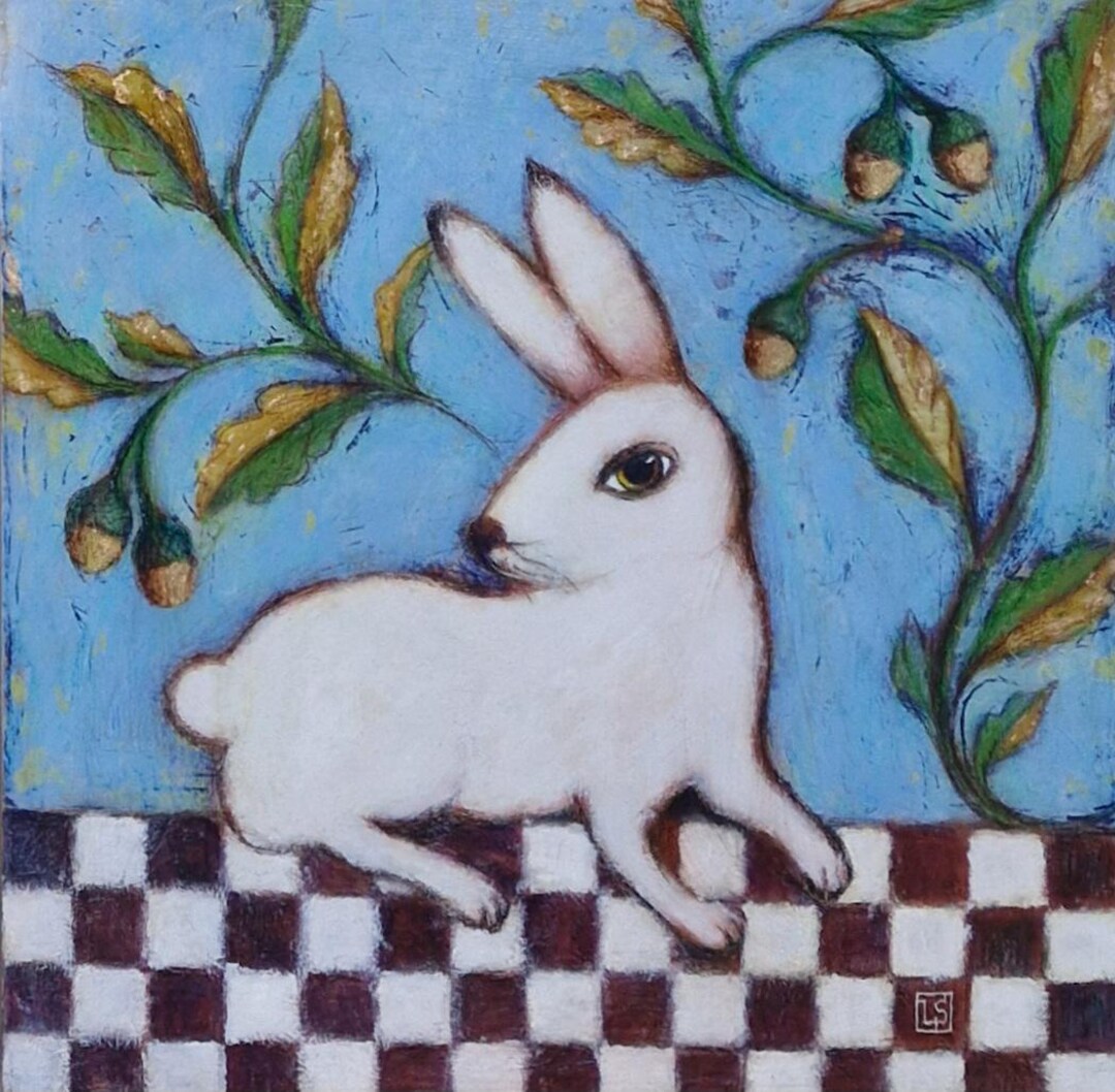 TWO Artworks follow Us /original Oil/lapin/white Rabbits Dyptich - Etsy