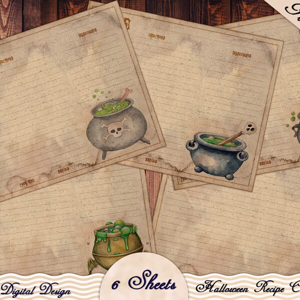 Halloween Recipe Template - Etsy