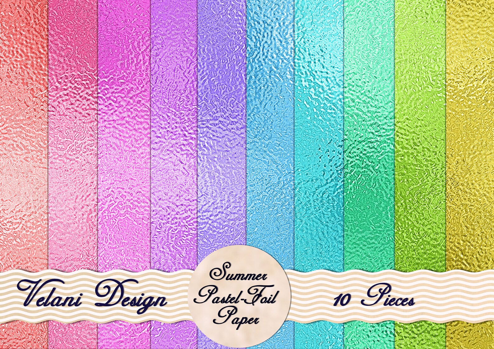 Shiny Pastel Foil Digital Paper Rainbow Colors Summervibes - Etsy
