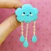 Rainy Cloud Keychain, Gift for Friends, Blue Raindrop Necklace, Kawaii ...