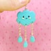 Rainy Cloud Keychain, Gift for Friends, Blue Raindrop Necklace, Kawaii ...