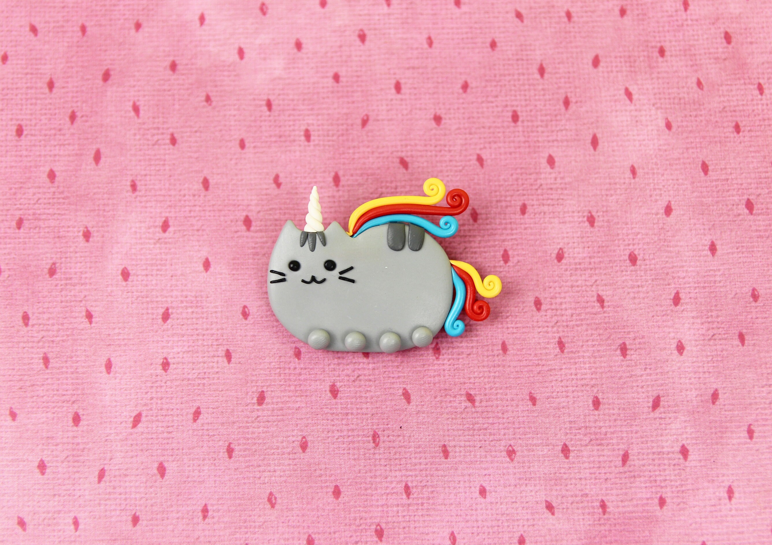 Unicorn Pusheen Pin Funny Gift for Kids Gray Cat Brooch - Etsy