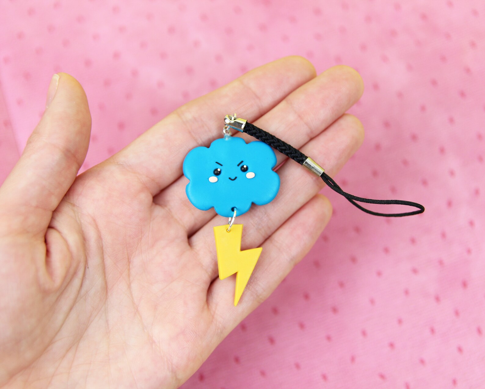 Blue Cloud Necklace Lightning Cloud Keychain Funny Weather - Etsy
