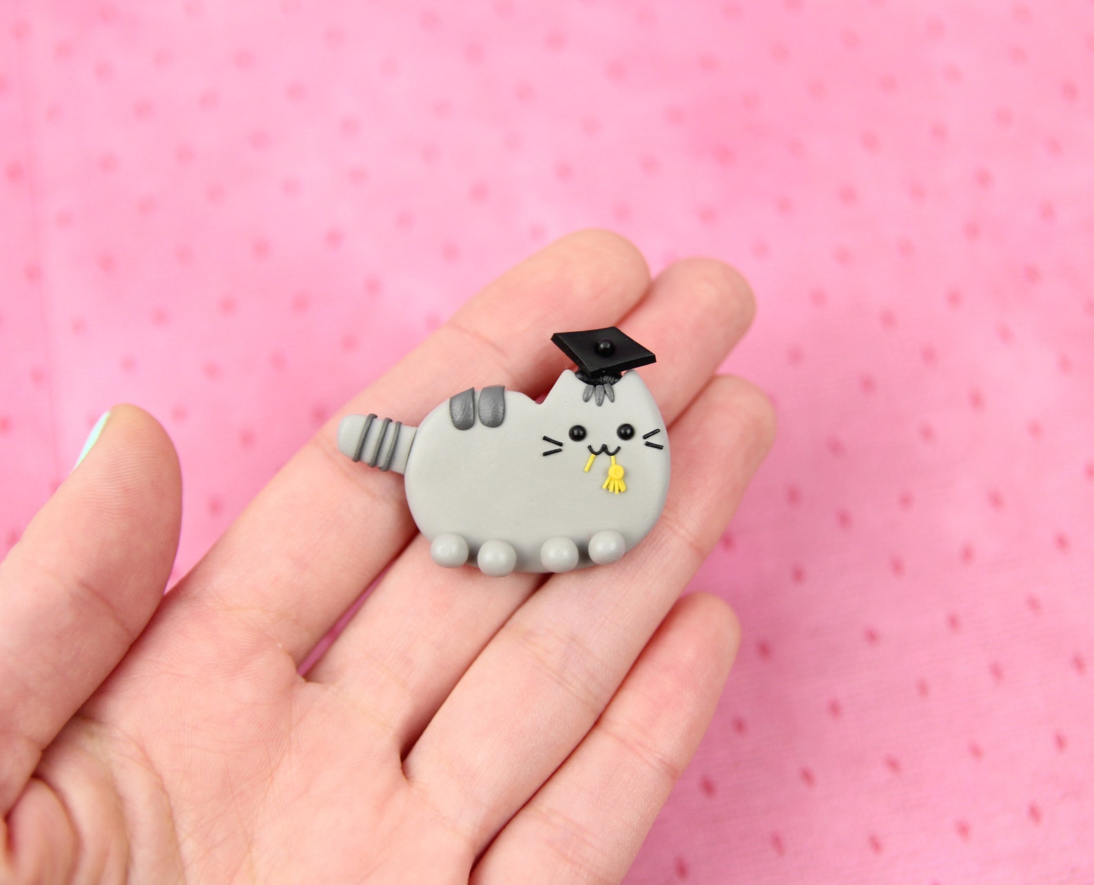 Grad Pusheen Badge, College Graduate Gift, Student Cat Pin, High School ...