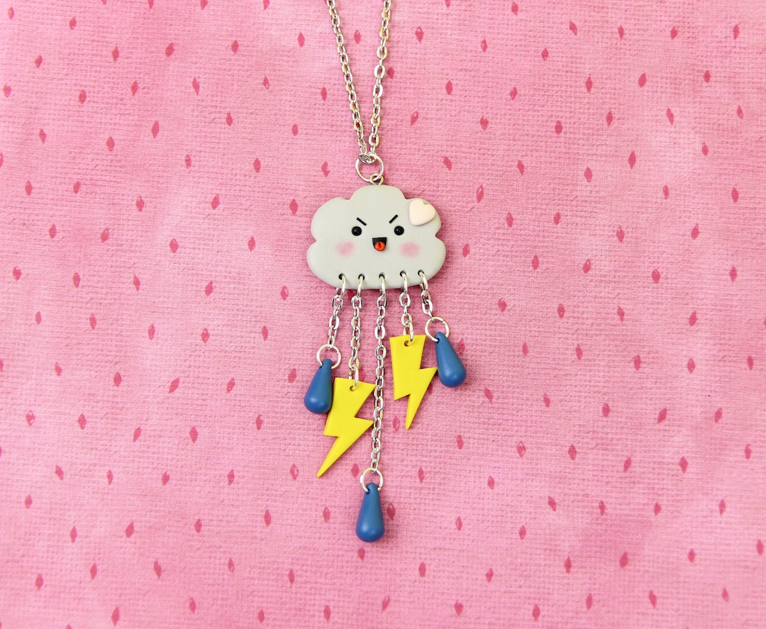 Thunderstorm Necklace, Gift for Friends, Storm Cloud Keychain ...