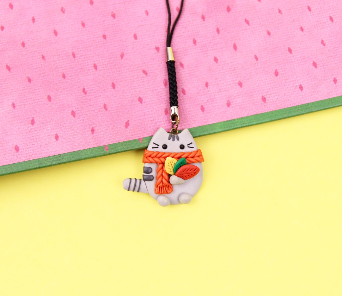 Autumn Cat Keychain Gift For Friends Cozy Kitty Keychain | Etsy