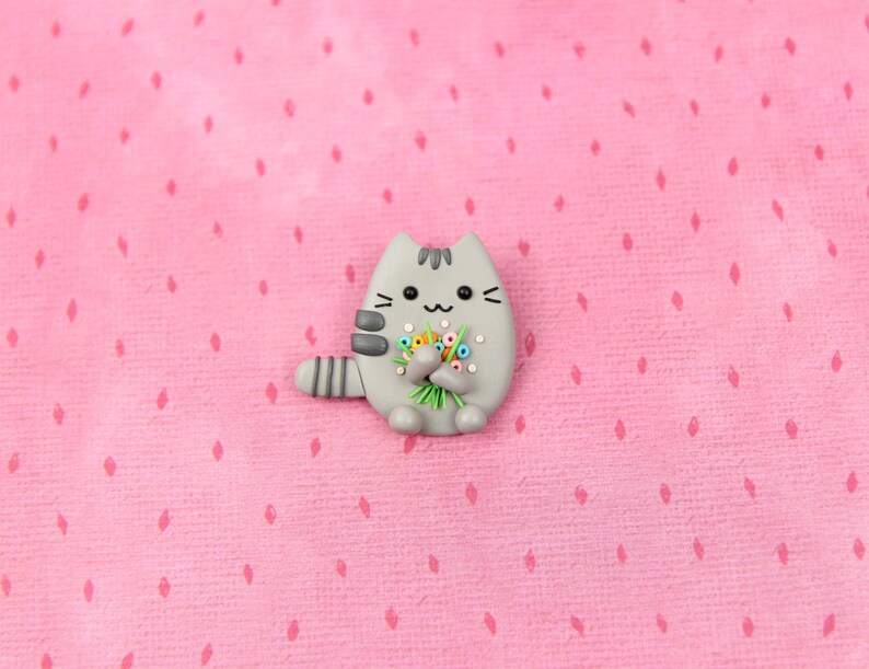 Spring Pusheen Pin Gift for Daughter Funny Animal Brooch - Etsy