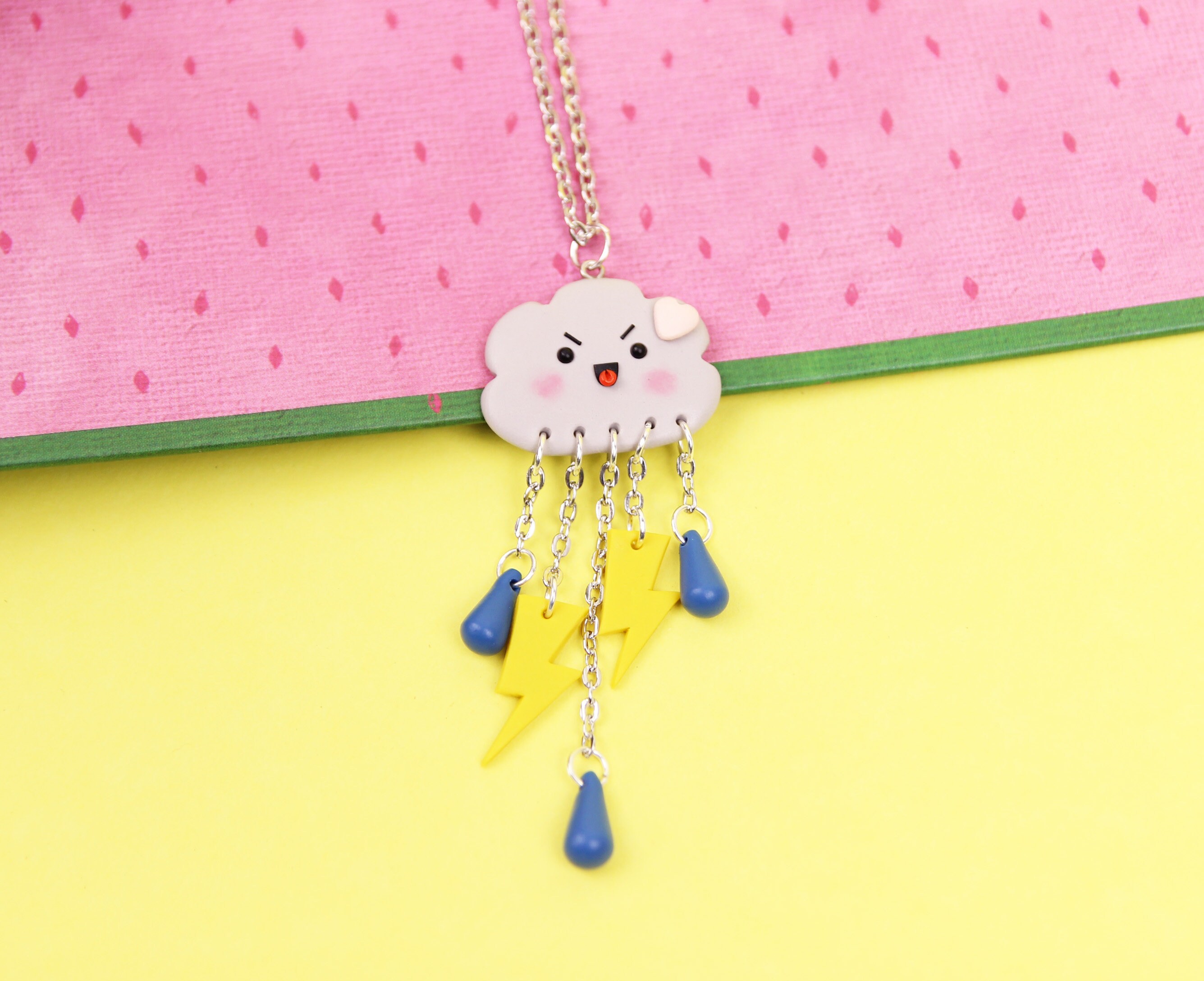 Thunderstorm Necklace Gift For Friends Storm Cloud Pendant | Etsy