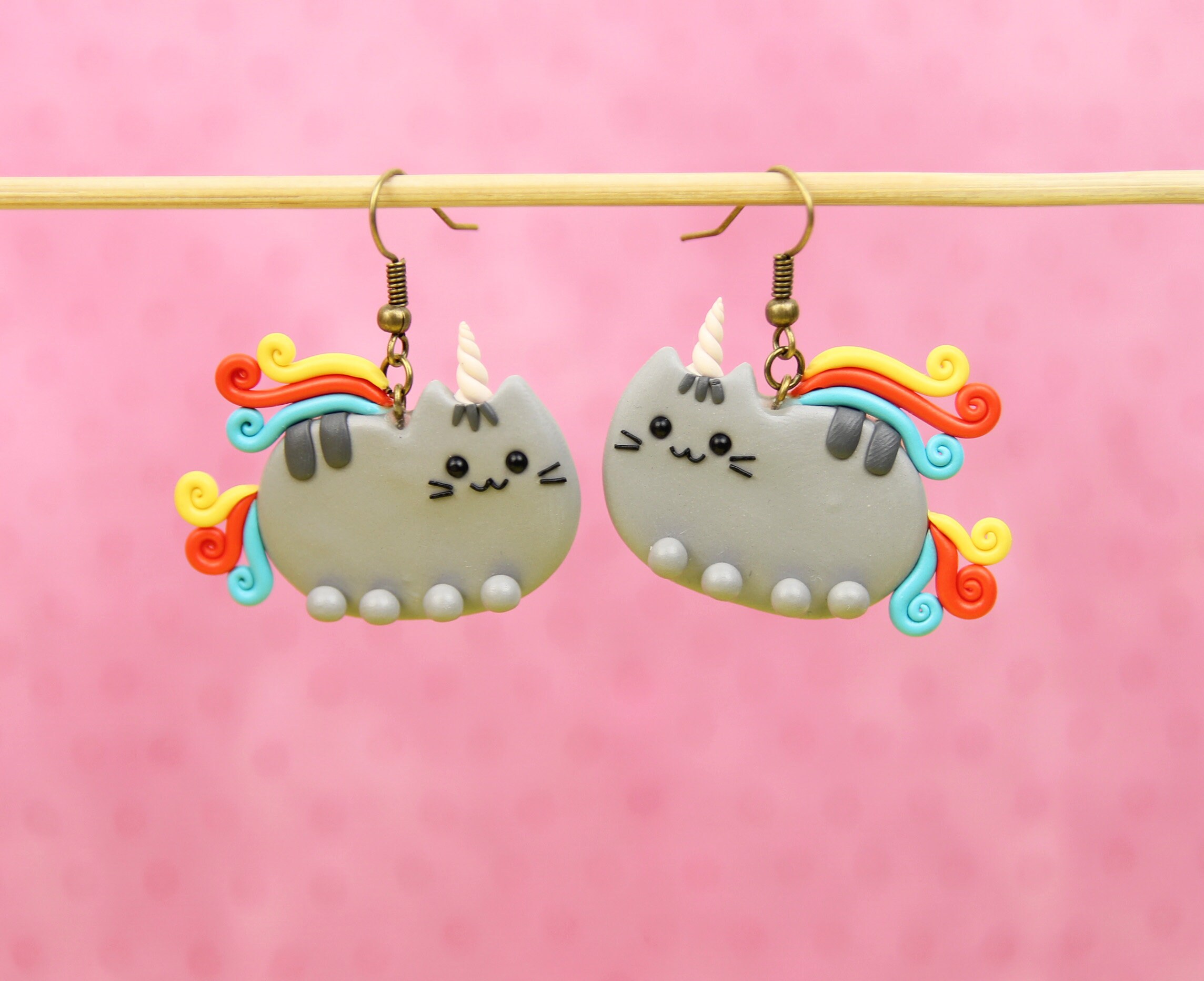 Unicorn Pusheen Pin, Funny Gift for Kids, Gray Cat Brooch, Mythical ...