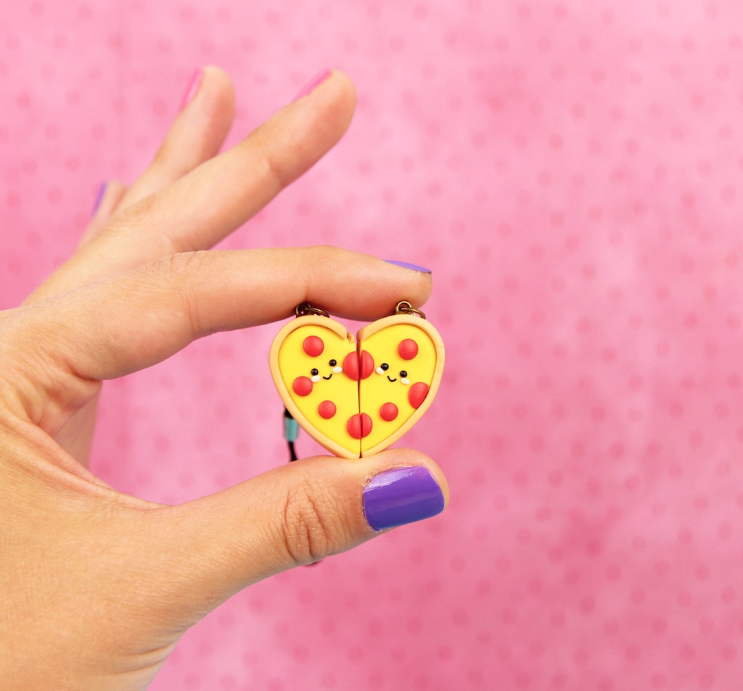 Half Heart Pizza Keychain Set, Gift for Boyfriend, Food Matching ...