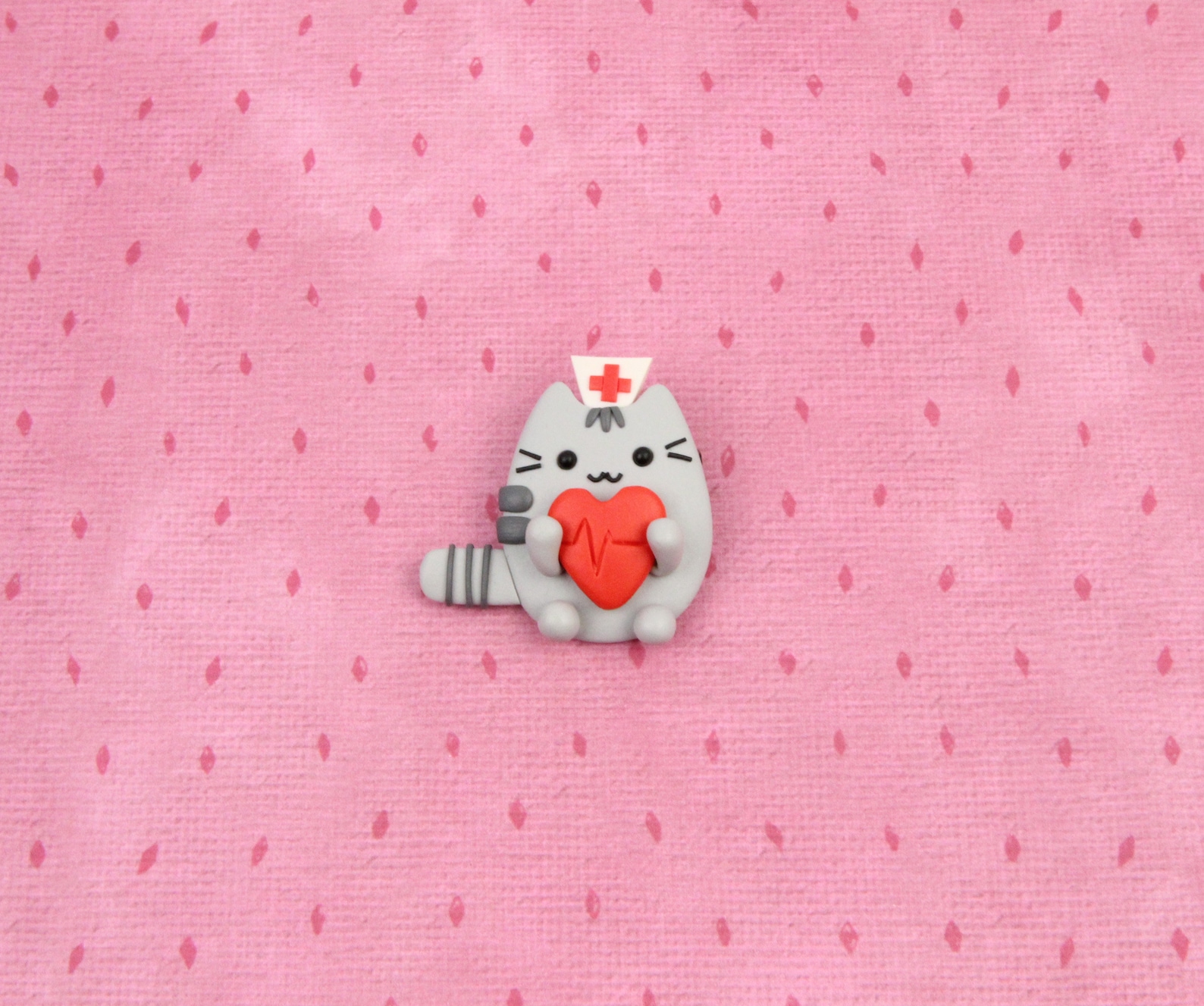 Pusheen With Red Heart Brooch Gift for Nurse Funny Doctor - Etsy