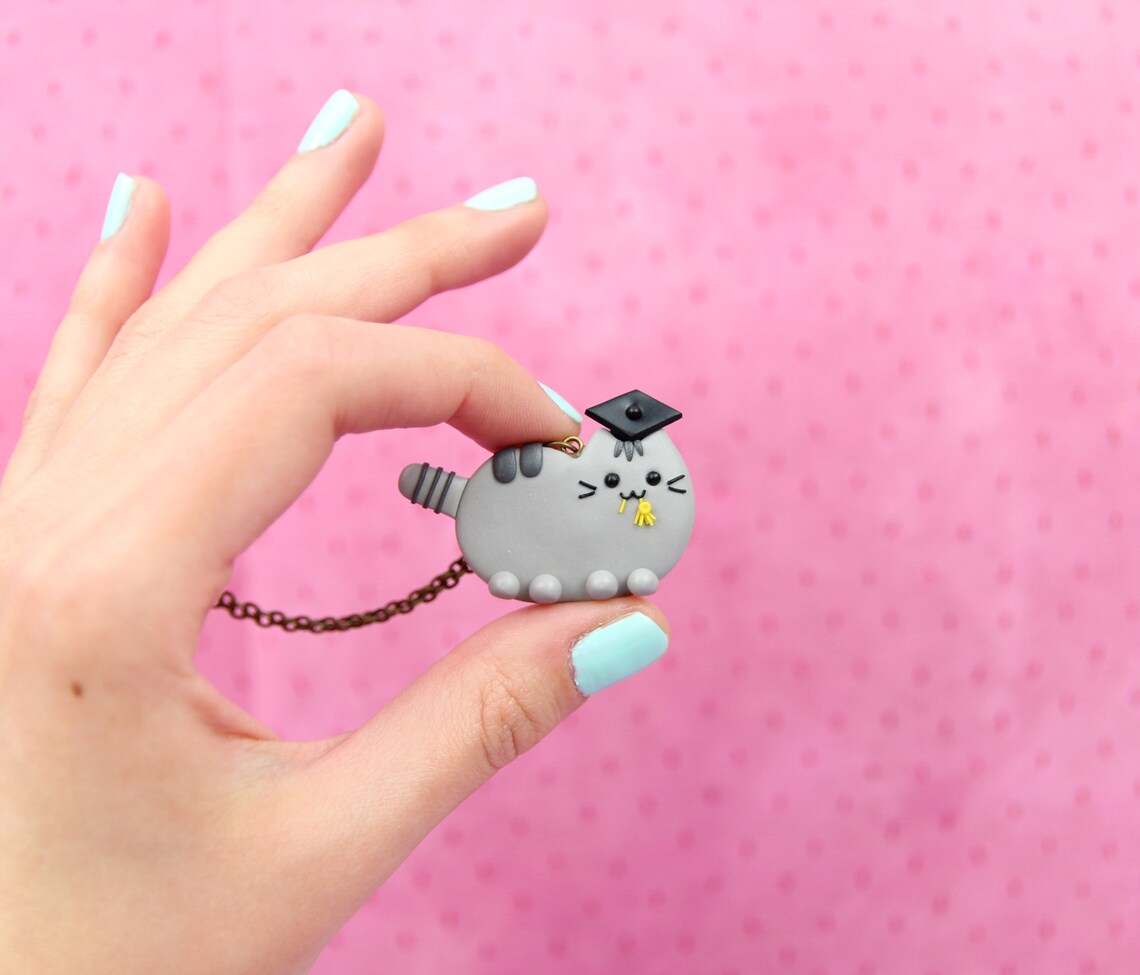 Grad Pusheen Badge, College Graduate Gift, Student Cat Pin, High School ...