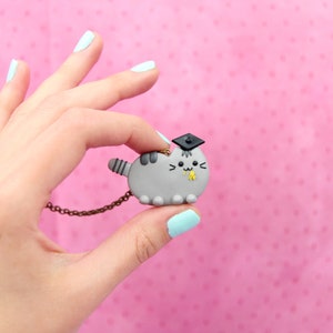 Grad Pusheen Badge, College Graduate Gift, Student Cat Pin, High School ...