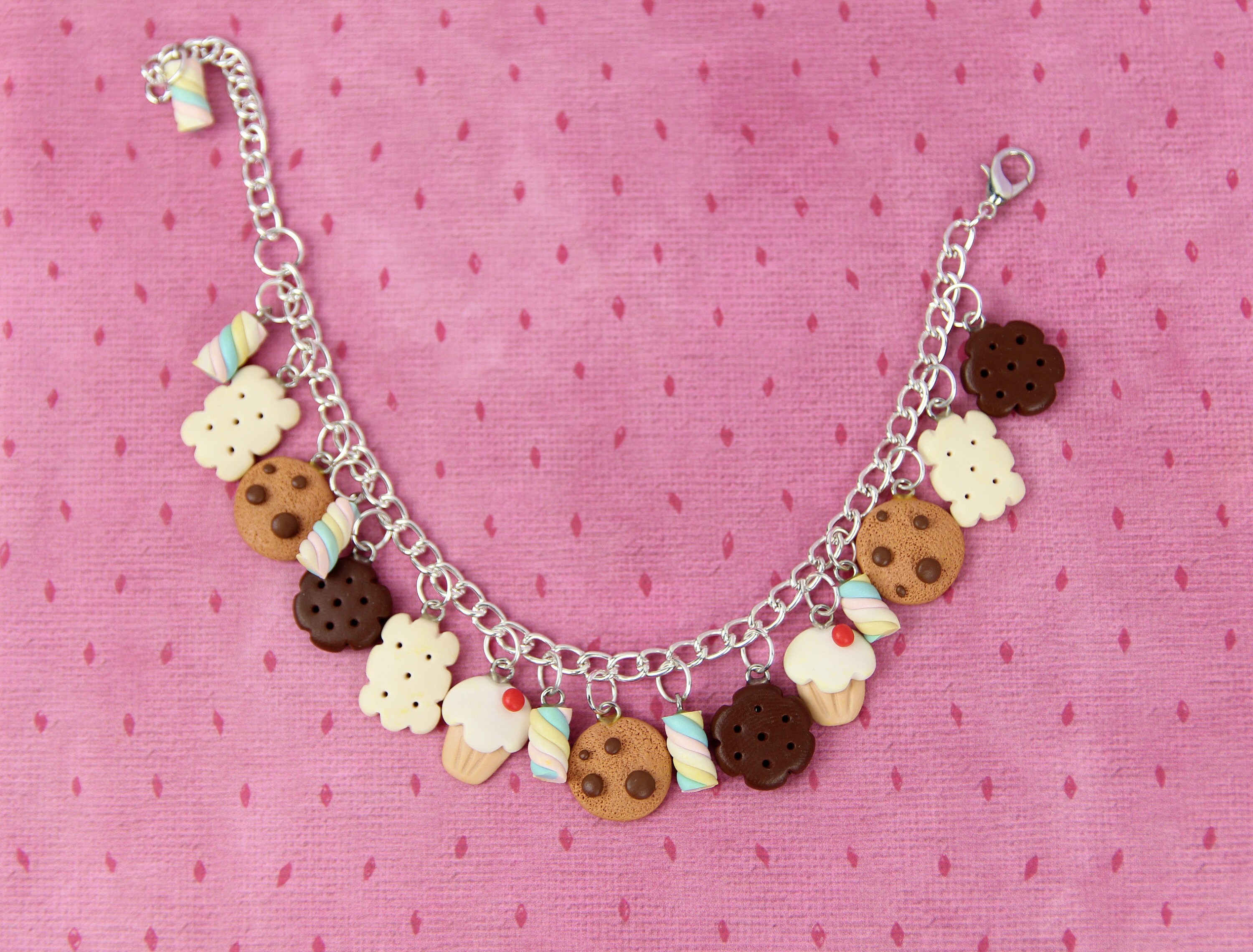 Cookies Charms Bracelet, Sweets Lover Gift, Miniature Food Jewelry ...