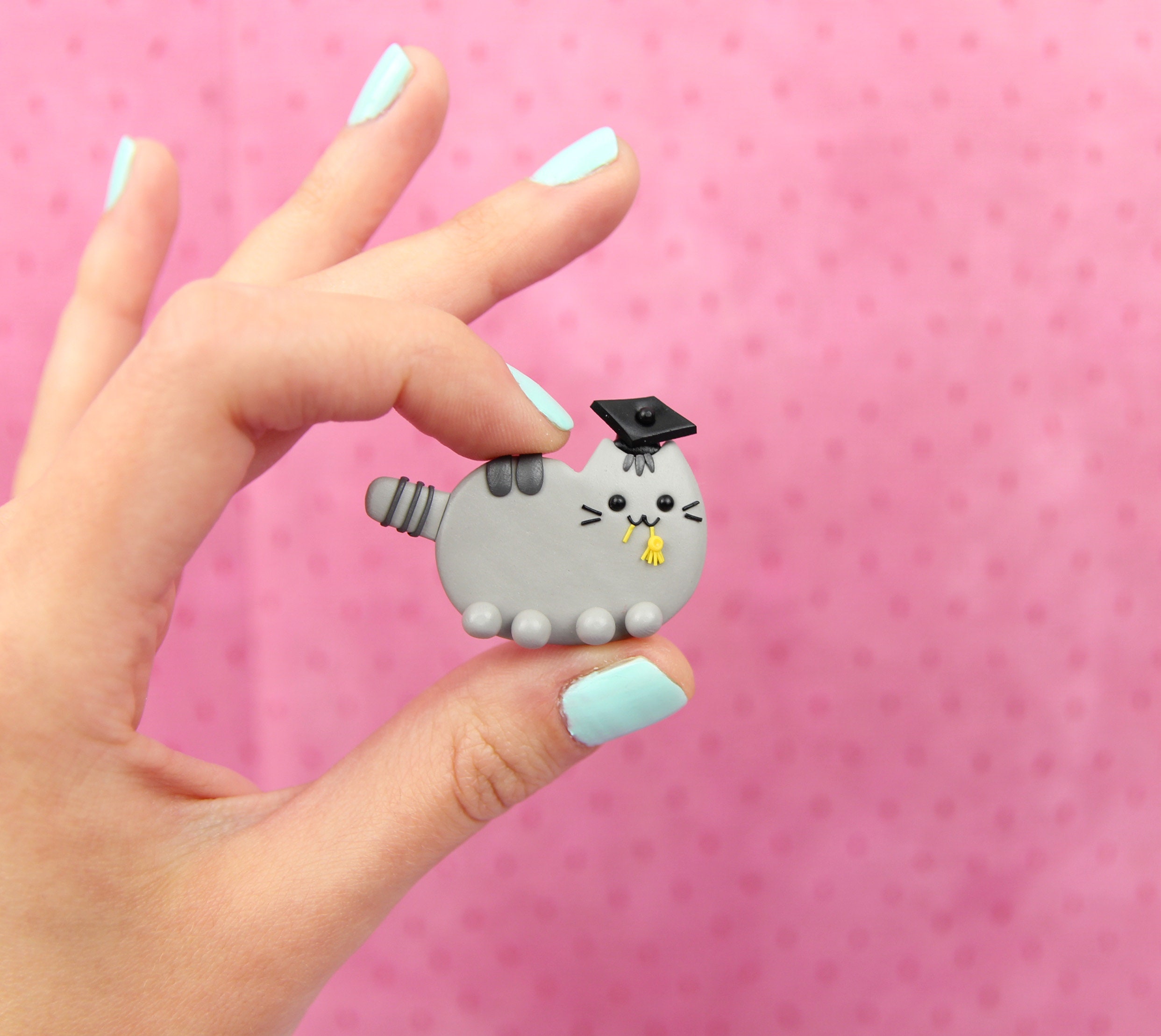 Grad Pusheen Badge, College Graduate Gift, Student Cat Pin, High School ...