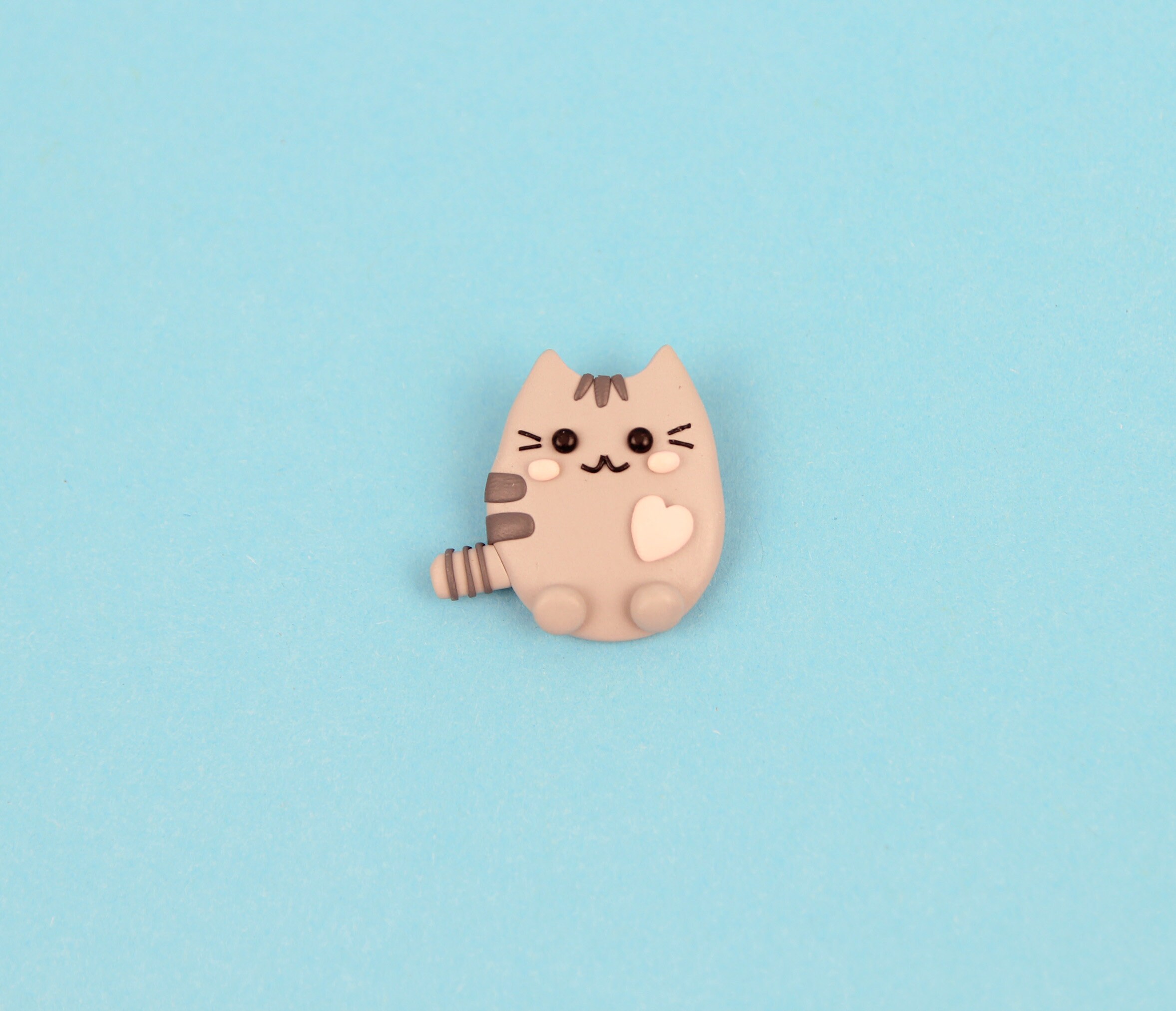 Cute Pusheen Brooch, Cat Lover Gift, Gray Cat Pin, Gift for Friends ...