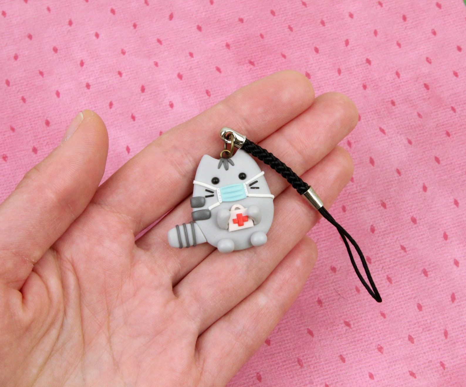 Pusheen in Face Mask Necklace, Doctor Gift, Funny Cat Jewelry, Nurse ...