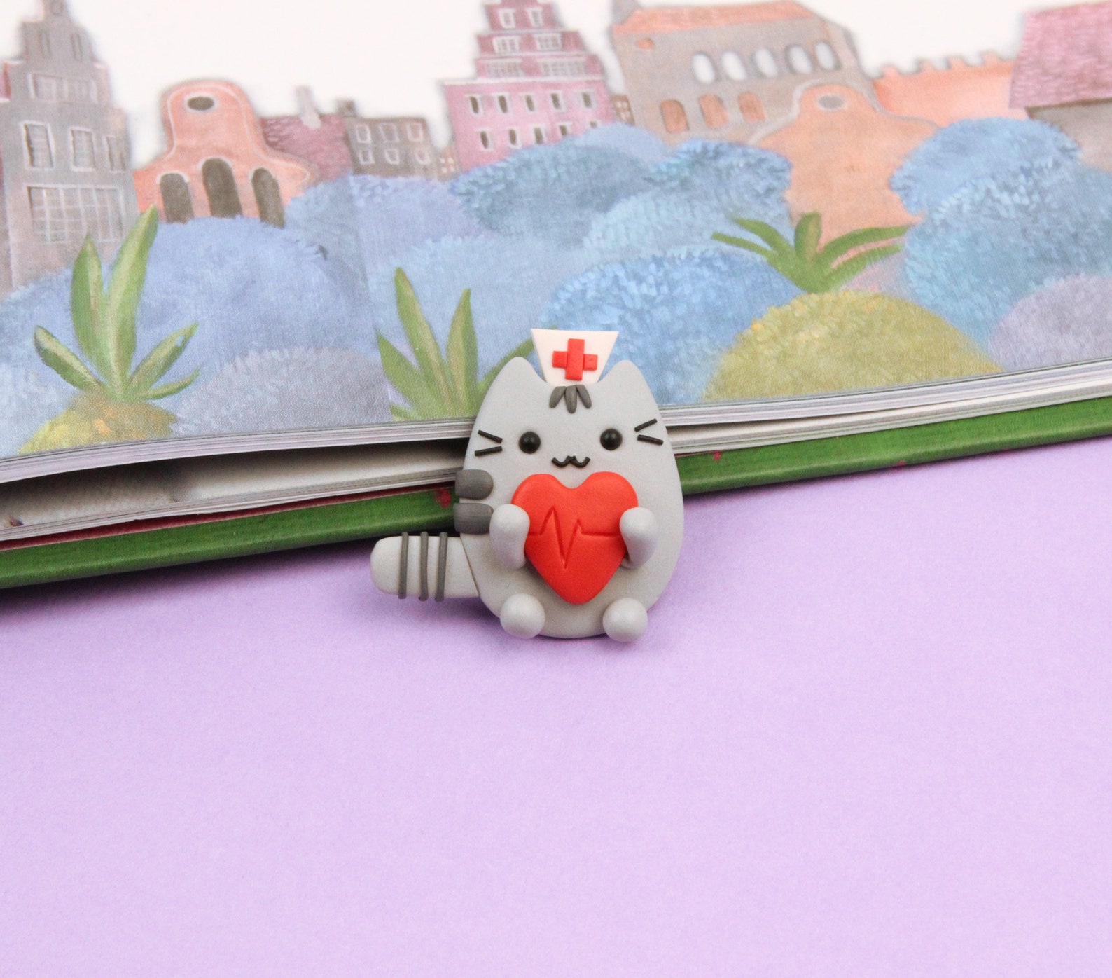 Pusheen With Red Heart Brooch Gift for Nurse Funny Doctor - Etsy