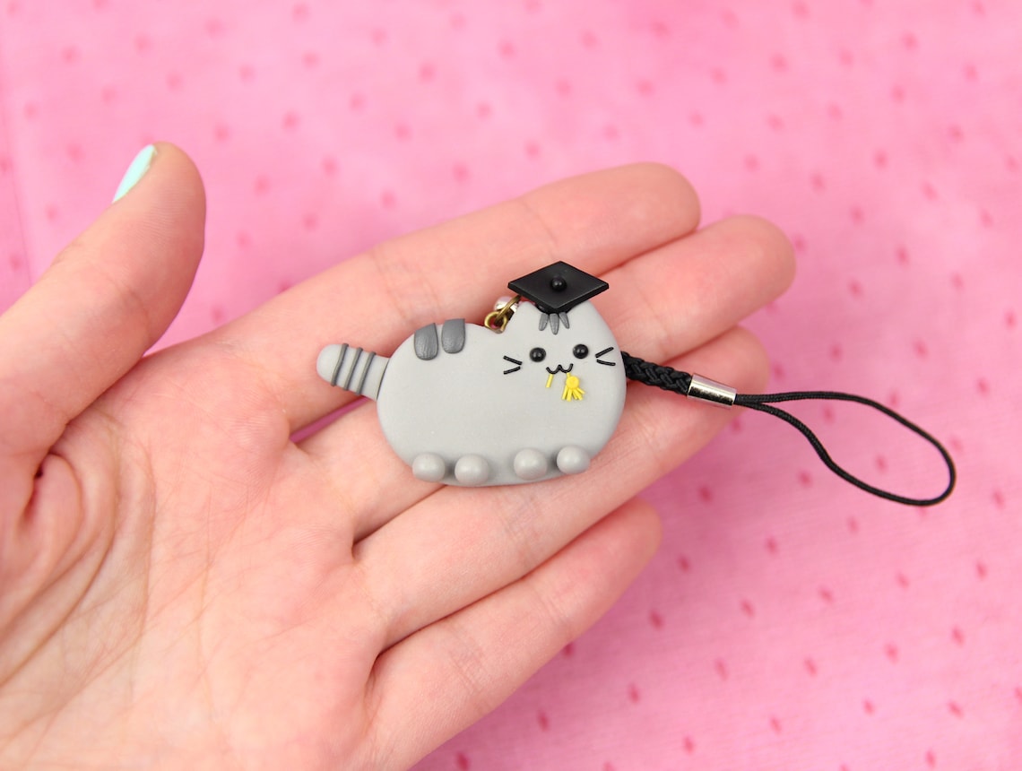 Grad Pusheen Necklace, Graduate Gift, Student Cat Jewelry, High School ...