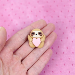 Cute Sloths Pin, Valentines Day Gift, Brown Throated Sloths Brooch ...