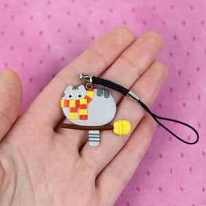 Wizard Cat Keychain, Pusheen Lover Gift, Cat on Broom Jewelry, Gift for ...