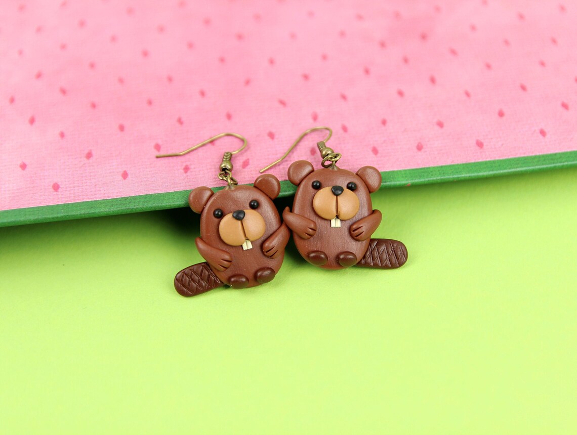 Beaver Earrings Funny Birthday Gift River Animal Jewelry - Etsy