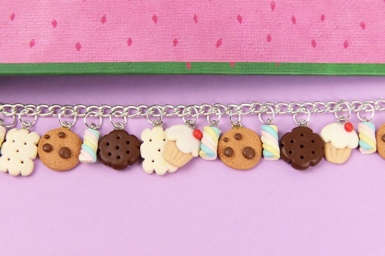 Cookies Charms Bracelet, Sweets Lover Gift, Miniature Food Jewelry ...