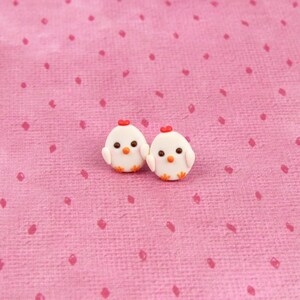 Ester Stud Earrings, White Chicken Studs, Easter Basket Stuffers, Funny ...