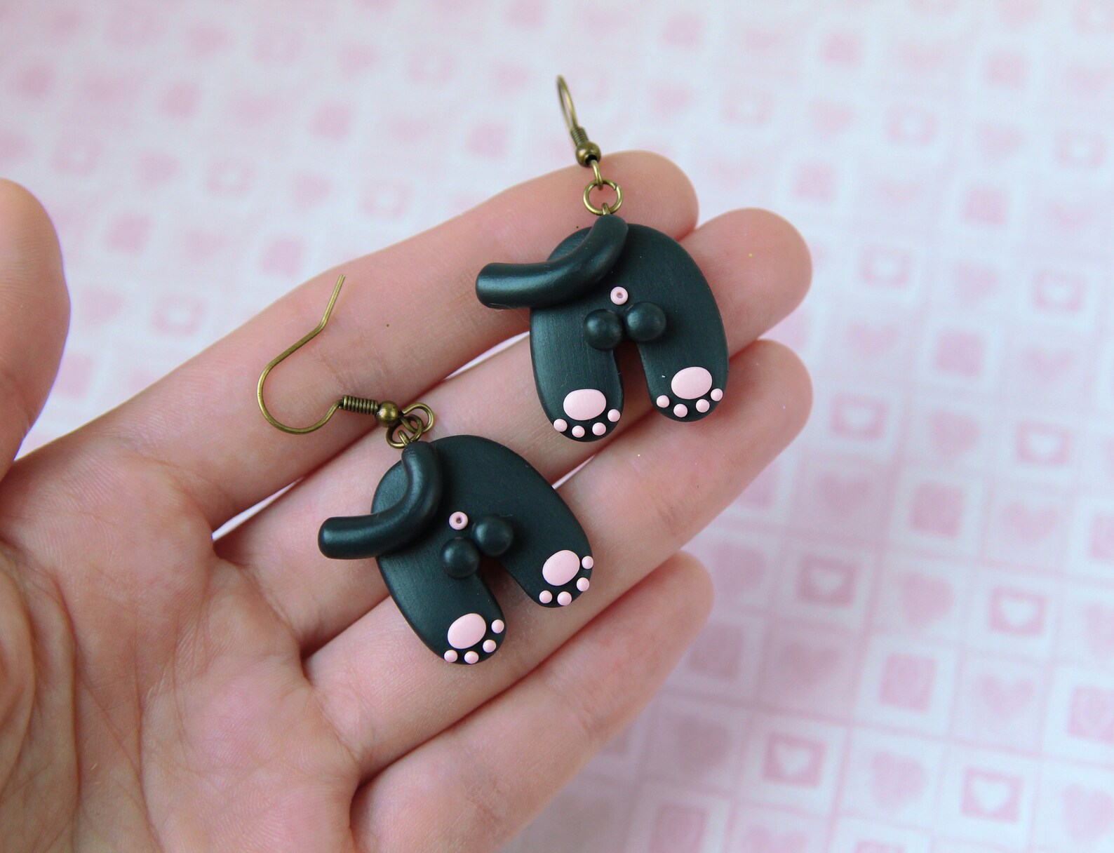 Cat Butt Earrings, Gag Gift for Cat Lovers, Black Kitty Butt Jewelry - Etsy