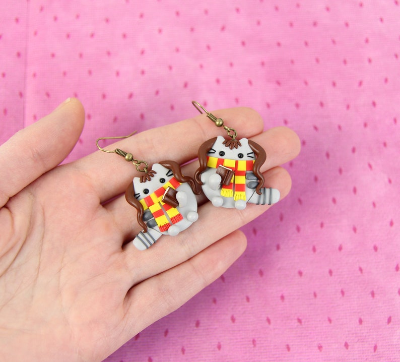 Cute Wizard Pusheen Earrings Gift for Friends Magic Cat - Etsy
