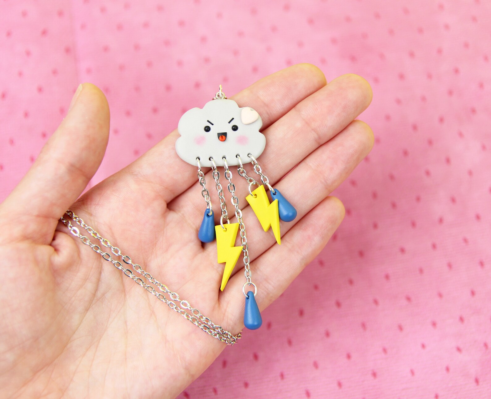 Thunderstorm Necklace Gift For Friends Storm Cloud Pendant | Etsy