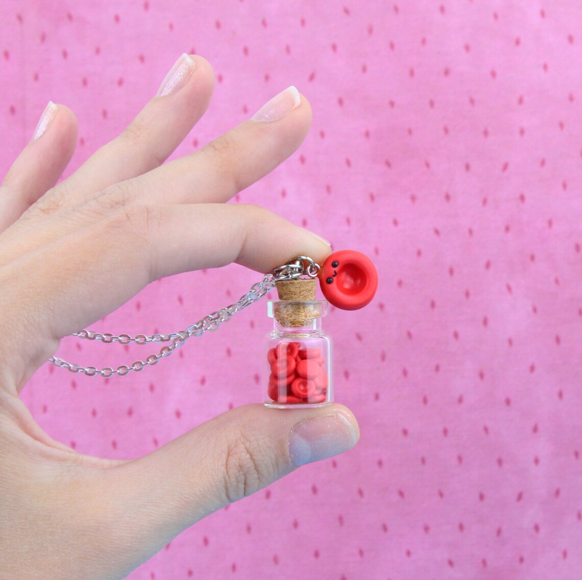 Tiny Red Blood Cell in Glass Bottle Necklace, Biology Microbiology Gift ...