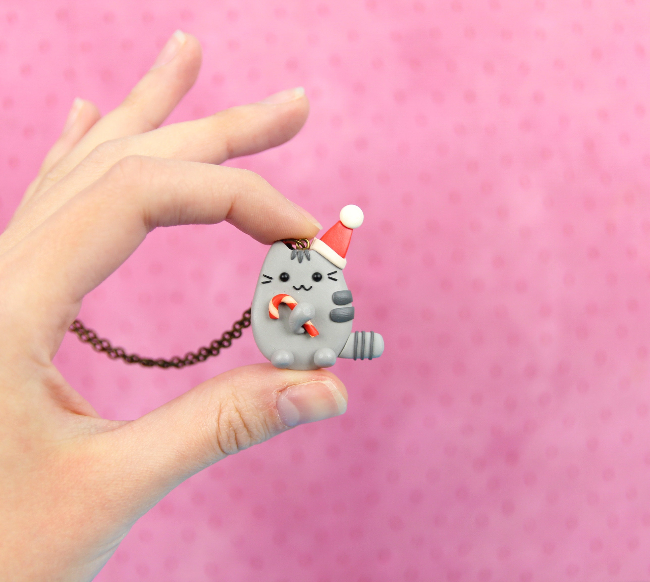 Santa Pusheen Pin Gift for Friends Cat in Santa Hat Brooch - Etsy