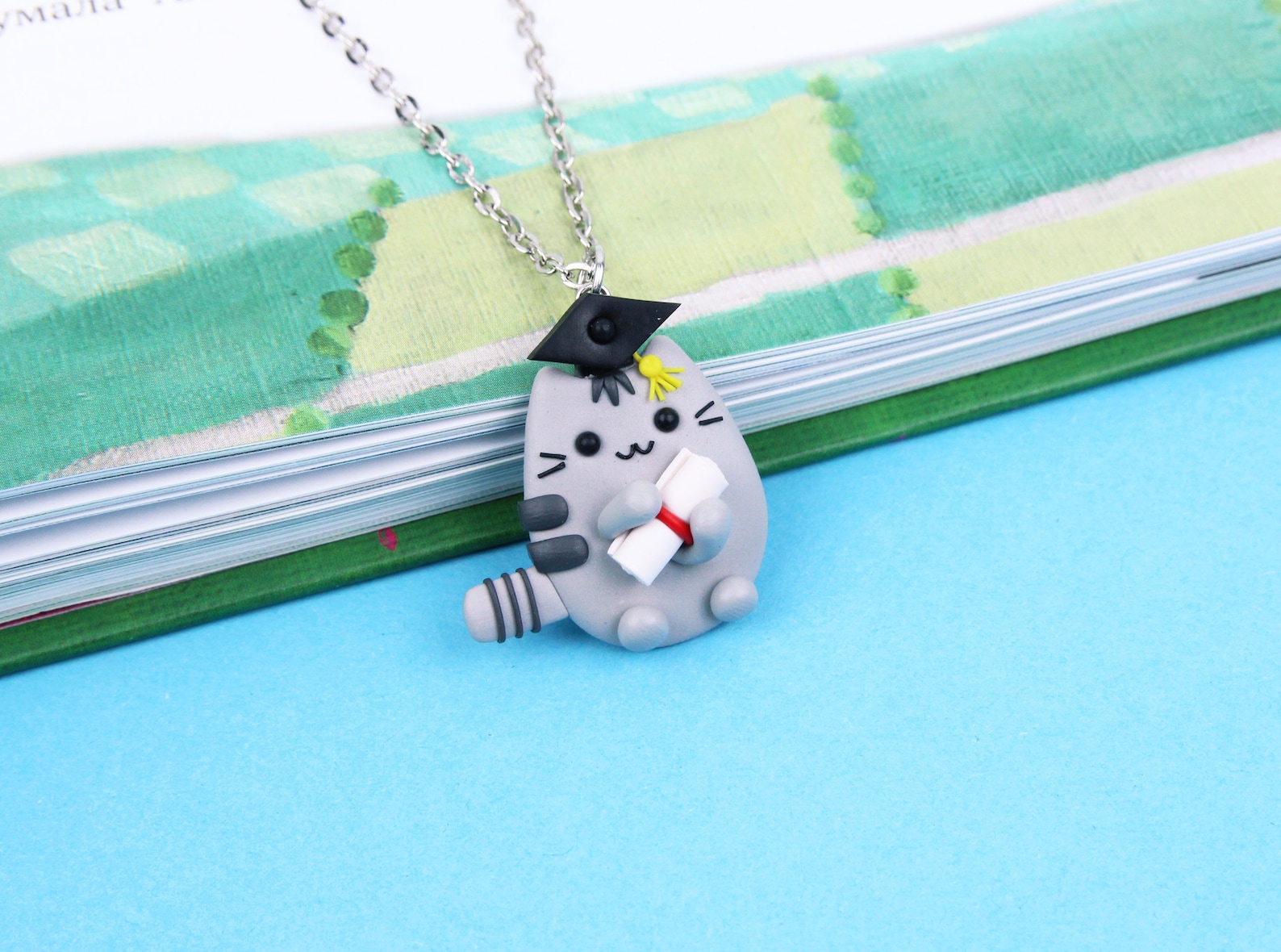 High School Graduation Gift Student Cat Necklace Congrats - Etsy