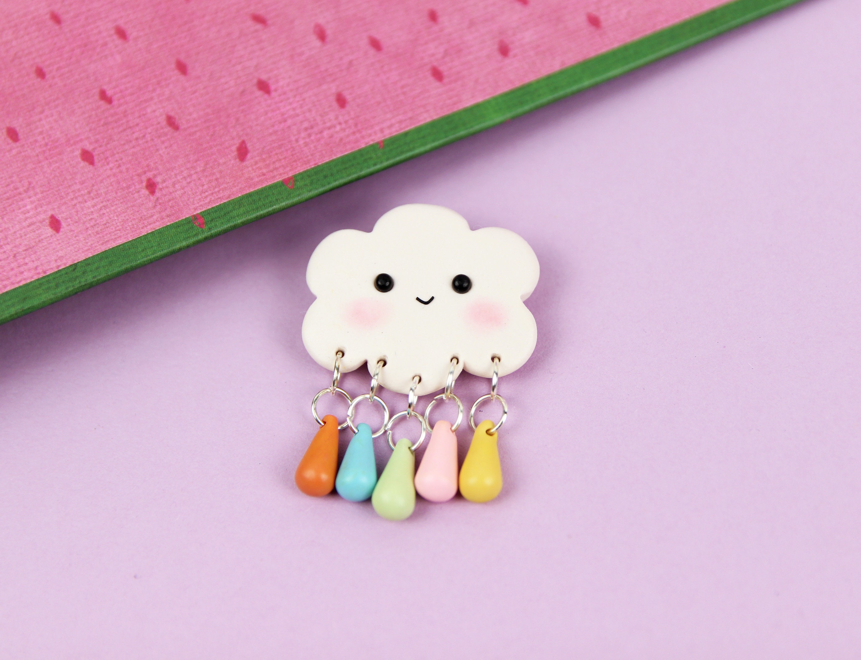Kawaii Cloud Brooch Rainy Weather Jewelry Raindrop Badge | Etsy