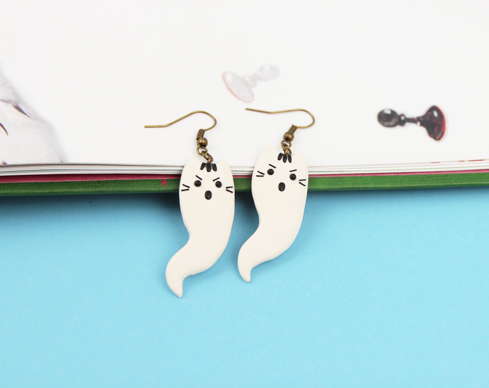 Pusheen Ghost Earrings, Halloween Party Gift, Spooky Animal Earrings ...