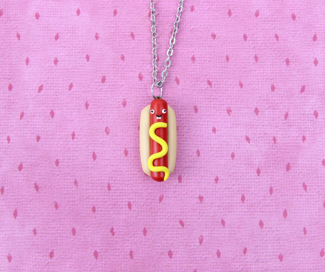 Funny Hot Dog Necklace, Gift for Friends, Miniature Food Necklace, Fast ...