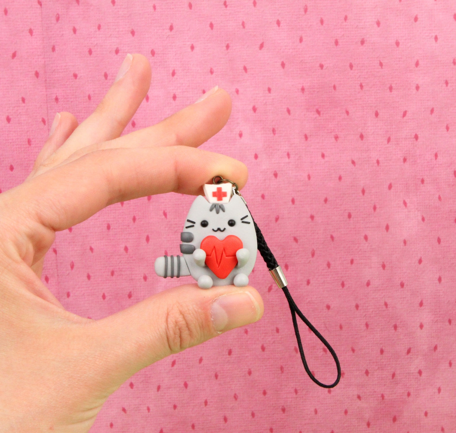 Pusheen With Red Heart Brooch, Gift for Nurse, Funny Doctor Cat Pin ...