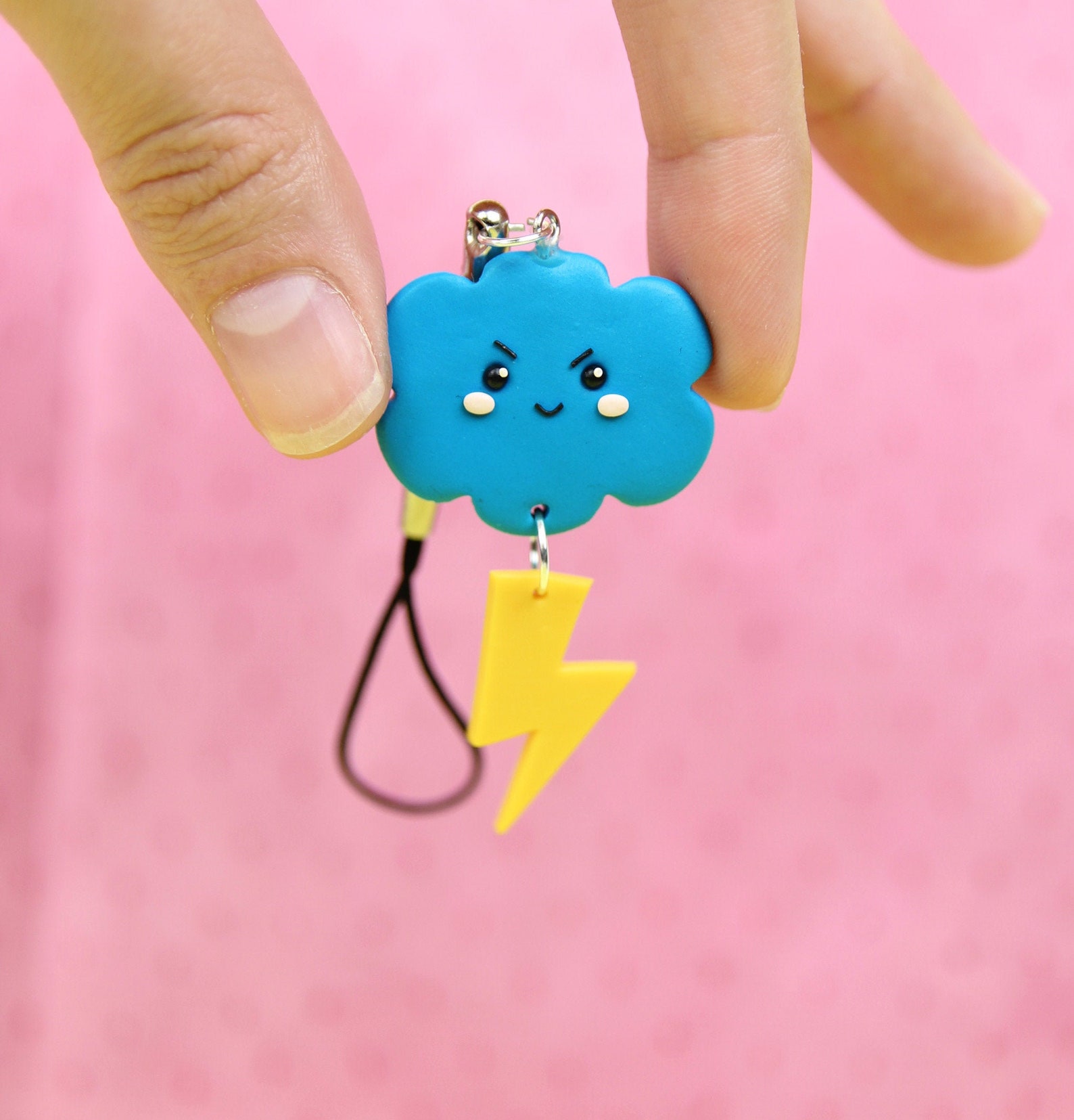 Blue Cloud Necklace Lightning Cloud Keychain Funny Weather - Etsy