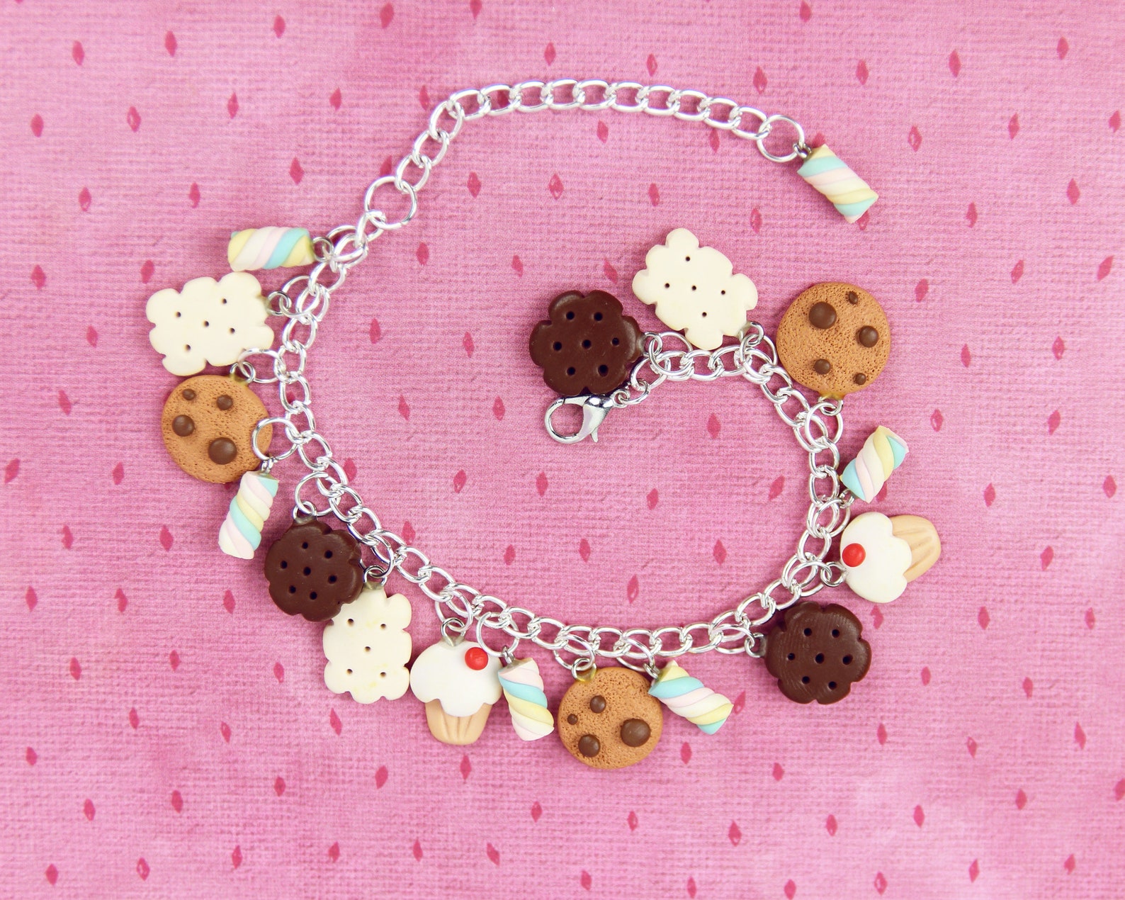 Cookies Charms Bracelet, Sweets Lover Gift, Miniature Food Jewelry ...