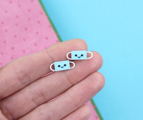 Tiny Face Mask Stud Earrings Funny Gift for Nurse Doctor - Etsy