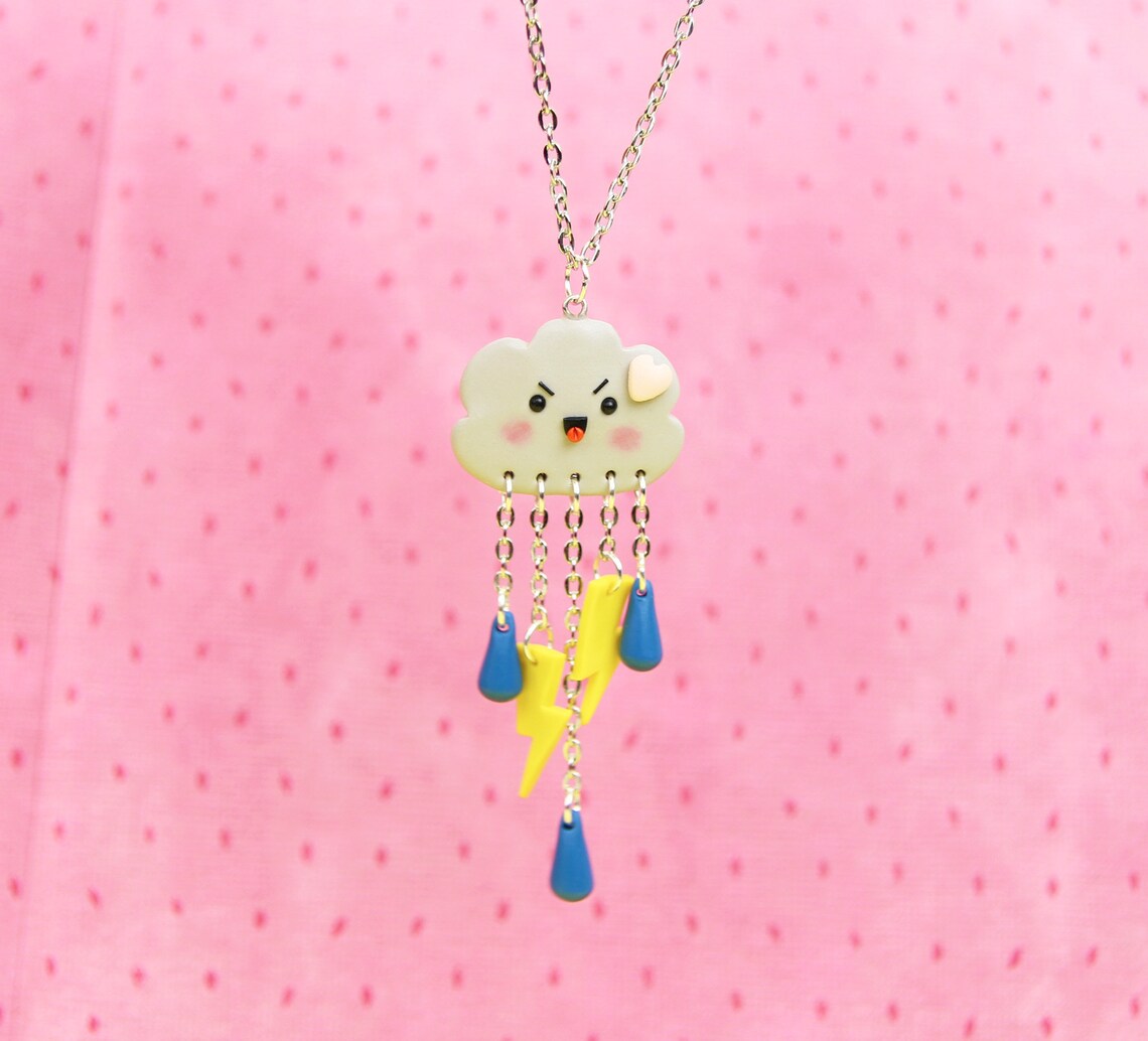 Thunderstorm Necklace Gift For Friends Storm Cloud Pendant | Etsy